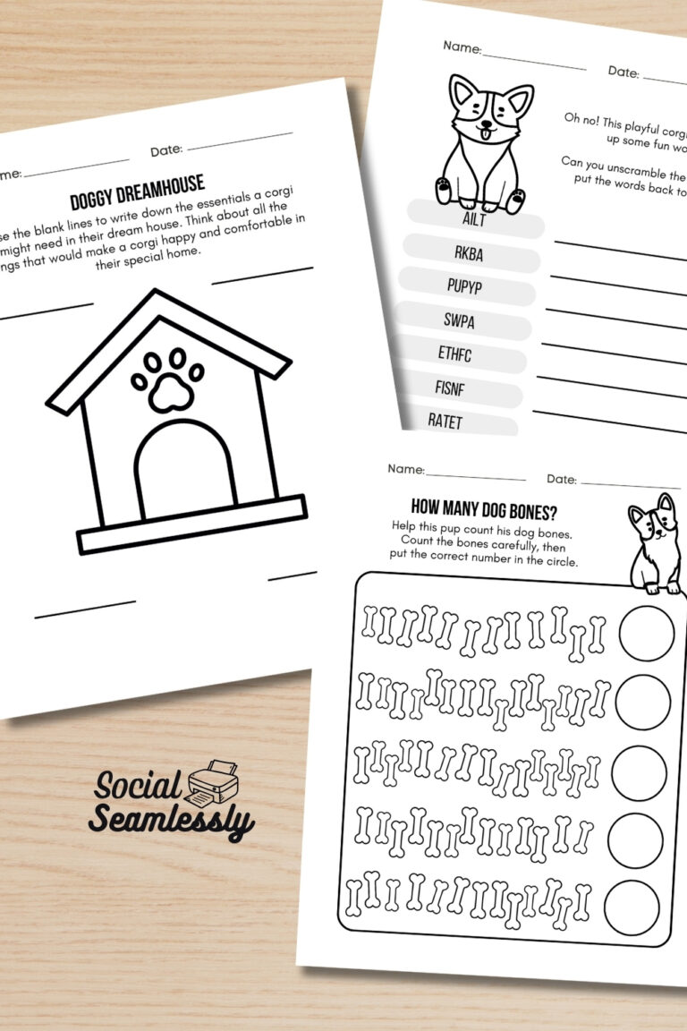 20+ Cute Corgi Printable Coloring Activities for Kids